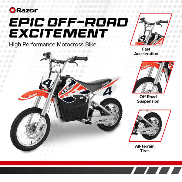 Razor MX650 Dirt Rocket High-Torque Electric Motocross Dirt Bike, 17 M ...